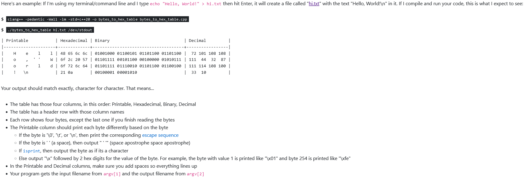 Solved C++ _Bytes to Hex Table Write a program which reads | Chegg.com