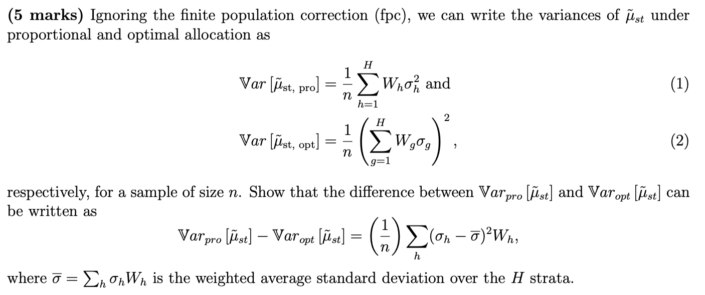 Solved (5 marks) Ignoring the finite population correction | Chegg.com
