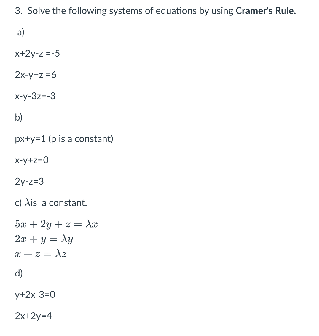 Solved 3. Solve the following systems of equations by using | Chegg.com