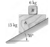 Solved A 6-kg block B rests on the upper surface of a 15-kg | Chegg.com