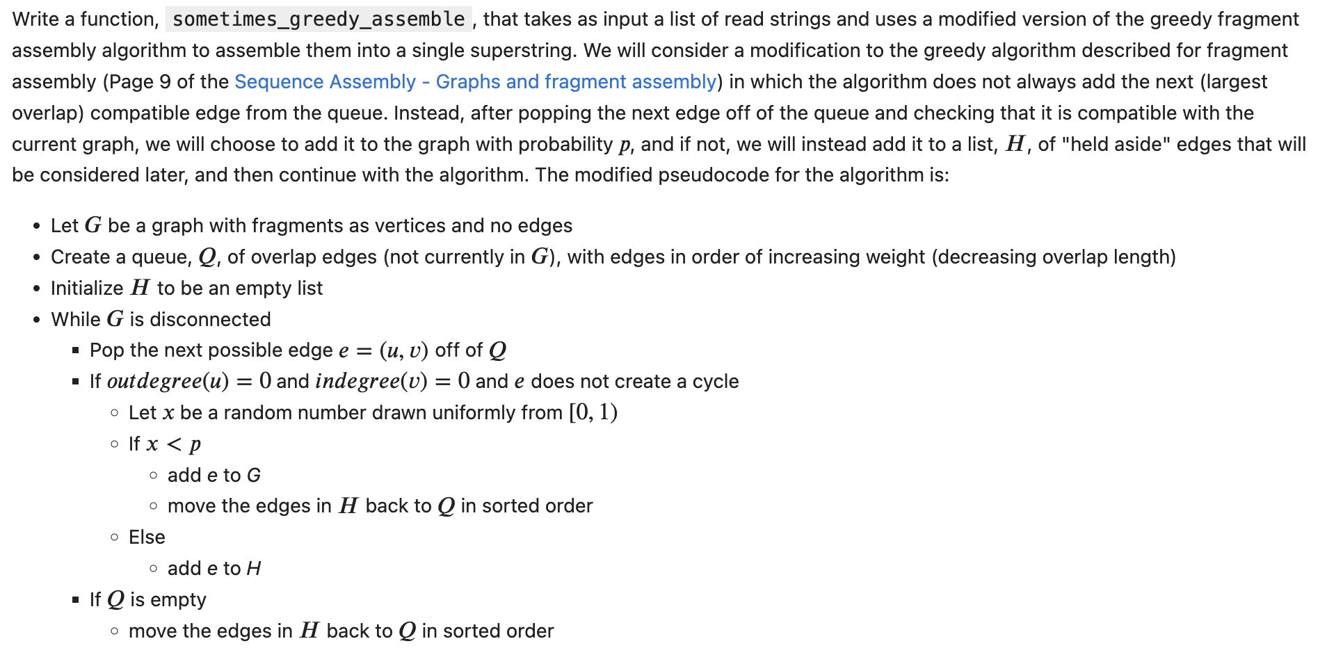Solved Write a function, sometimes_greedy_assemble, that | Chegg.com