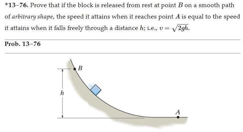 Solved * 13−76. Prove that if the block is released from | Chegg.com