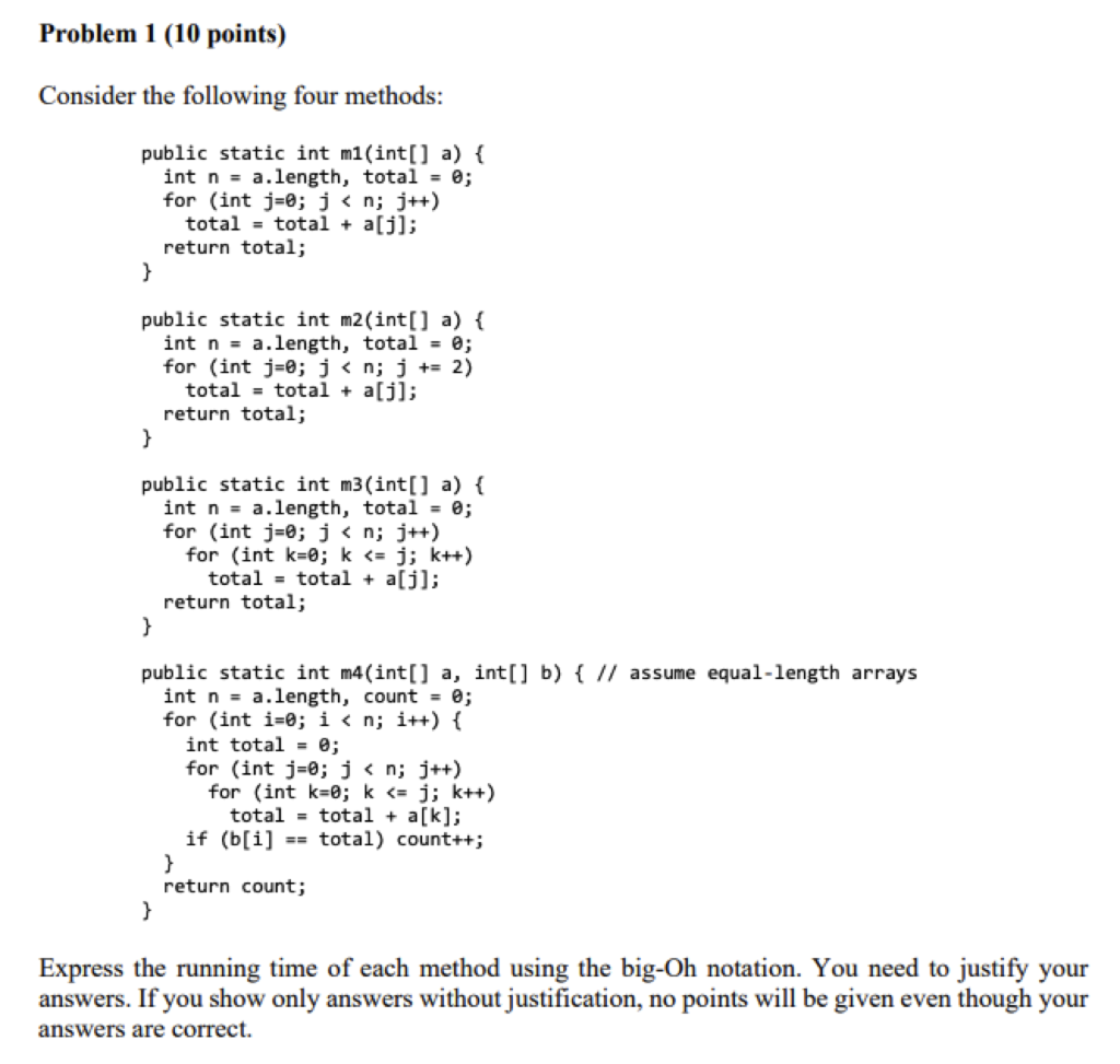 Solved Problem 1 (10 points) Consider the following four | Chegg.com