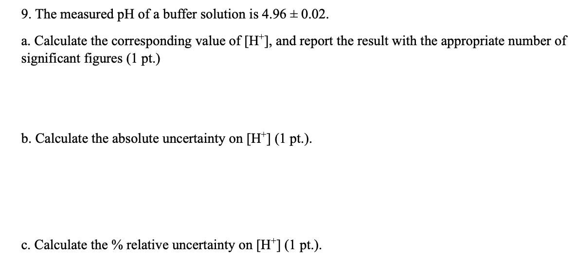 Solved The measured pH ﻿of a buffer solution is | Chegg.com
