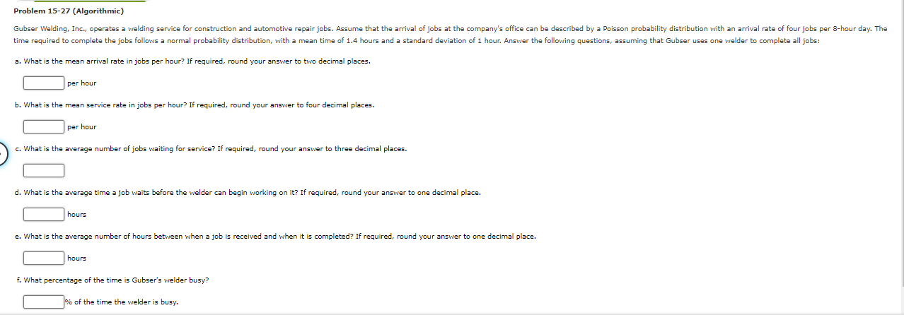 Solved Problem 15-27 (Algorithmic) a. What is the mean | Chegg.com
