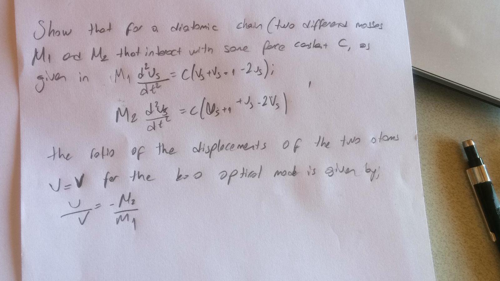 Solved Show that for a diatomic chain (two different masser | Chegg.com