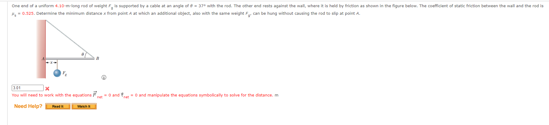 Solved μs=0.525. Determine the minimum distance x from point | Chegg.com
