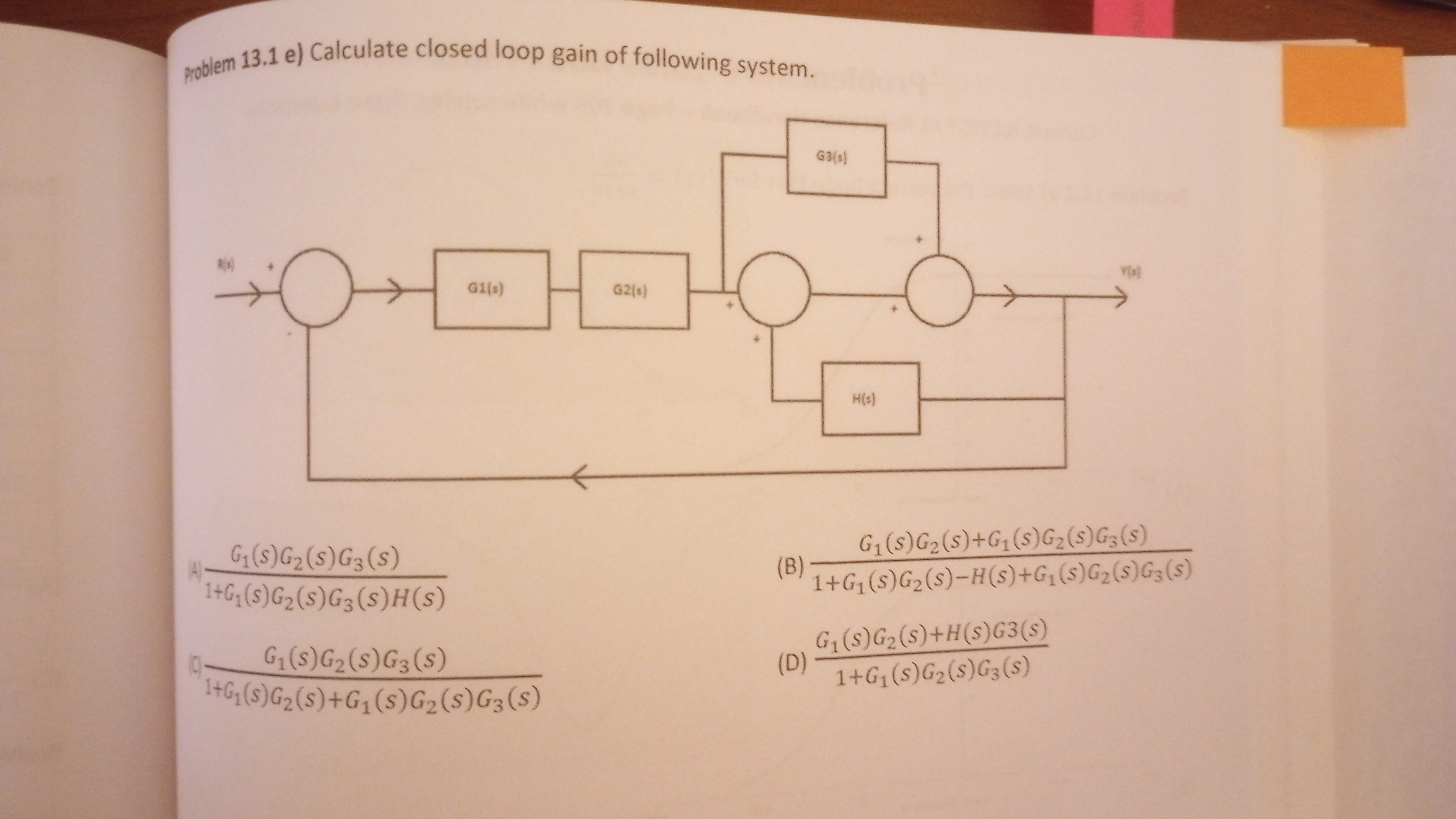 Solved problem 13.1e ) Calculate closed loop gain of | Chegg.com