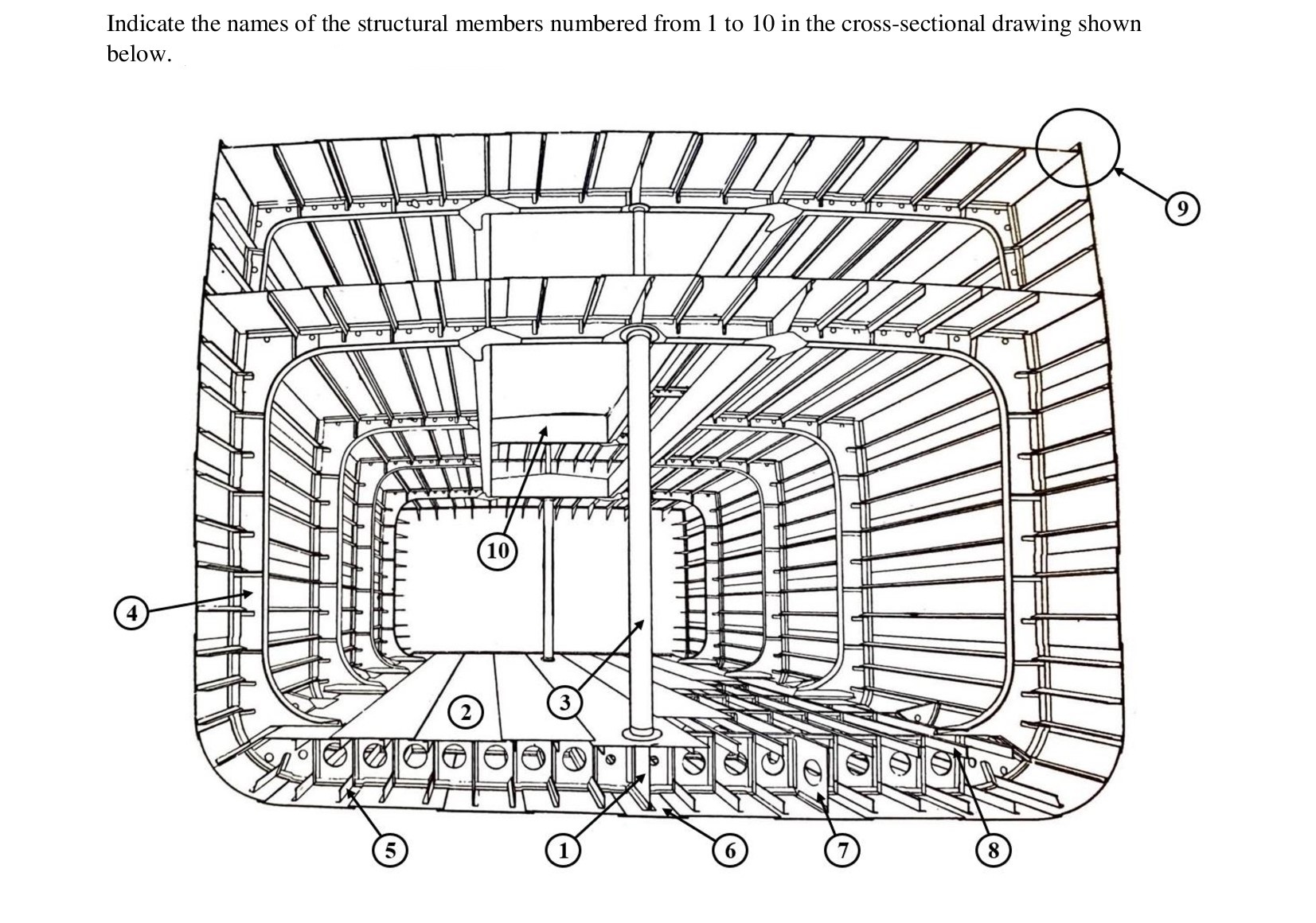 Solved Indicate the names of the structural members numbered | Chegg.com