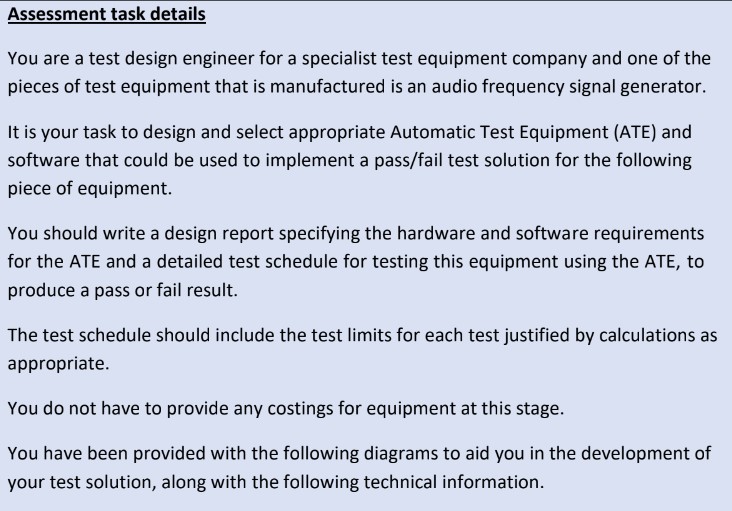 Solved You are a test design engineer for a specialist test | Chegg.com