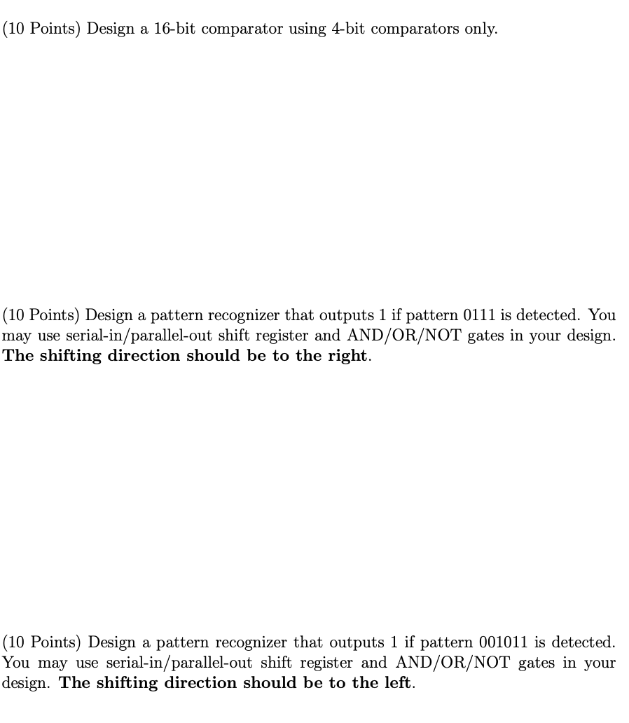 Solved (10 Points) Design a 16-bit comparator using 4-bit | Chegg.com