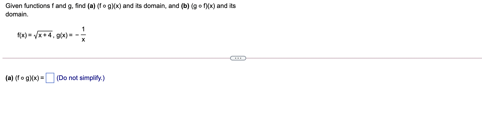 Solved Given functions f and g, find (a) (fog)(x) and its | Chegg.com