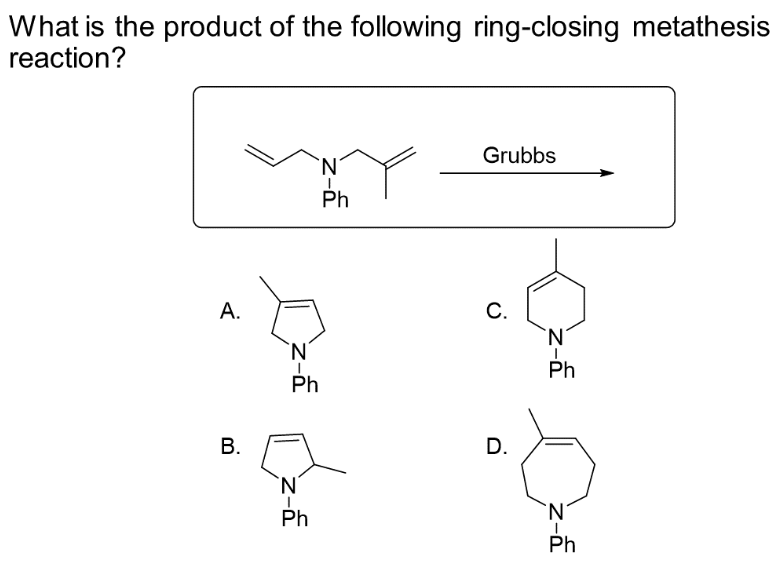 Solved What is the product of the following ring-closing | Chegg.com