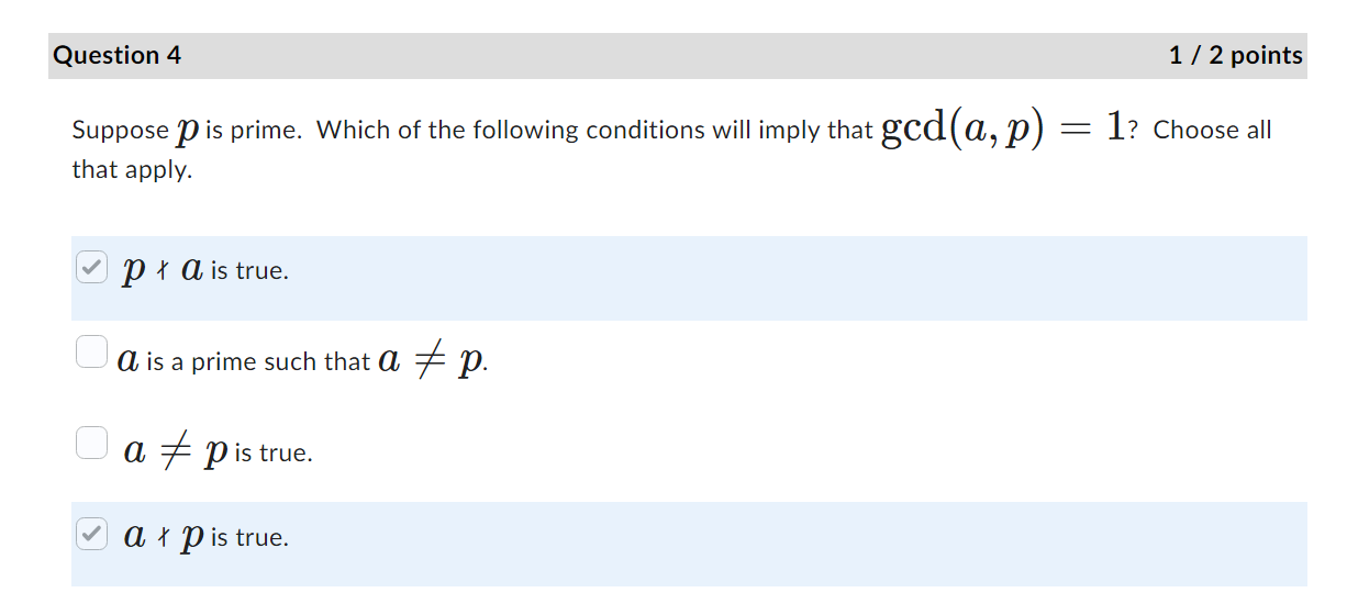 Solved Suppose p is prime. Which of the following conditions | Chegg.com