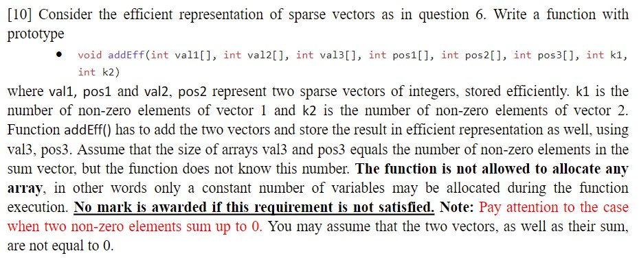 Solved [10] Consider the efficient representation of sparse | Chegg.com