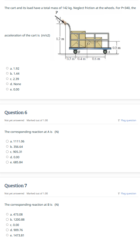 Solved The cart and its load have a total mass of \\( 142 | Chegg.com