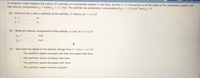 Solved A computer model displays the motion of a particle on | Chegg.com