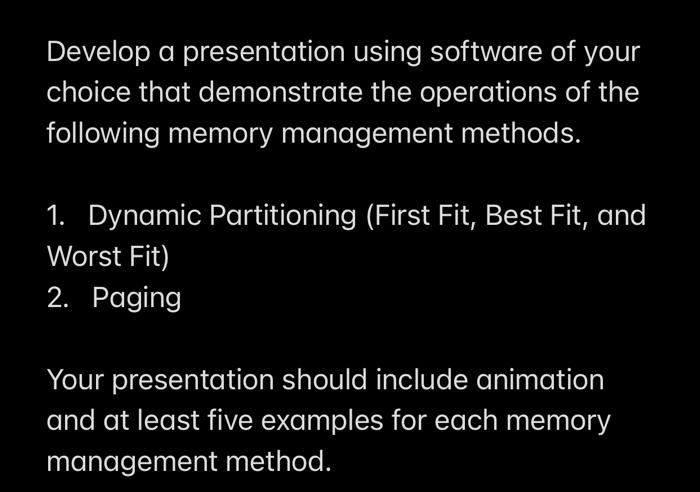 Develop a presentation using software of your choice | Chegg.com