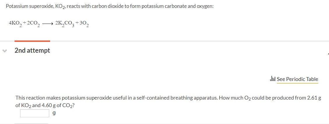 Potassium superoxide, KO2, reacts with carbon dioxide | Chegg.com