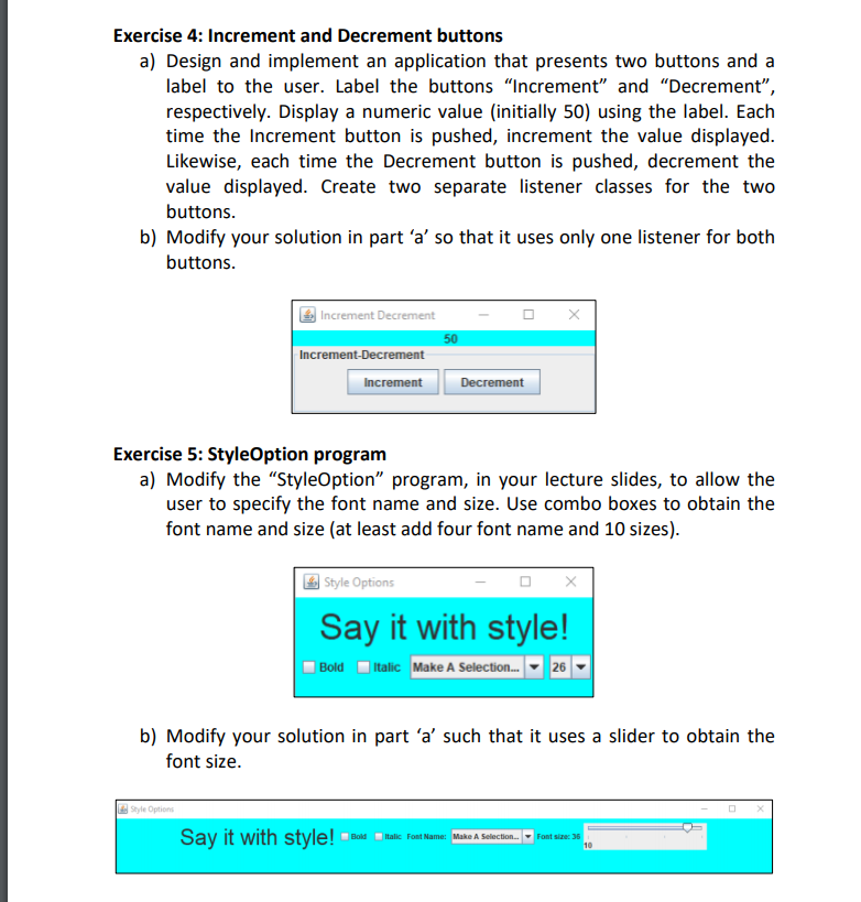 Exercise 4: Increment and Decrement buttons a) Design | Chegg.com