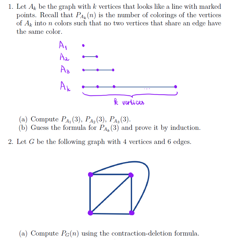 Solved 1. Let Ak be the graph with k vertices that looks | Chegg.com