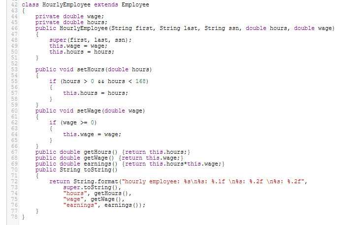 Solved Create an HourlyEmployee class that inherits from | Chegg.com
