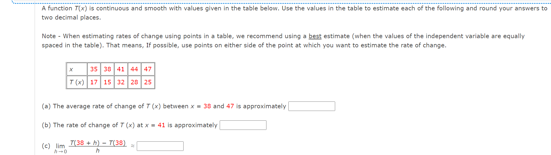 Solved A function T(x) is continuous and smooth with values | Chegg.com