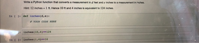Solved Write a Python function that converts a measurement | Chegg.com
