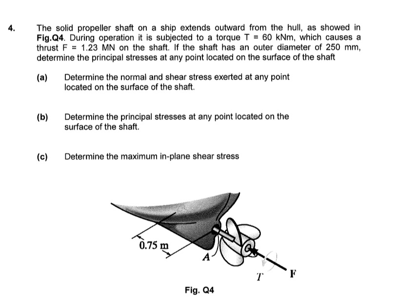 Solved The solid propeller shaft on a ship extends outward | Chegg.com