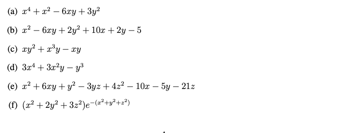 Solved For each of the following functions, find the | Chegg.com