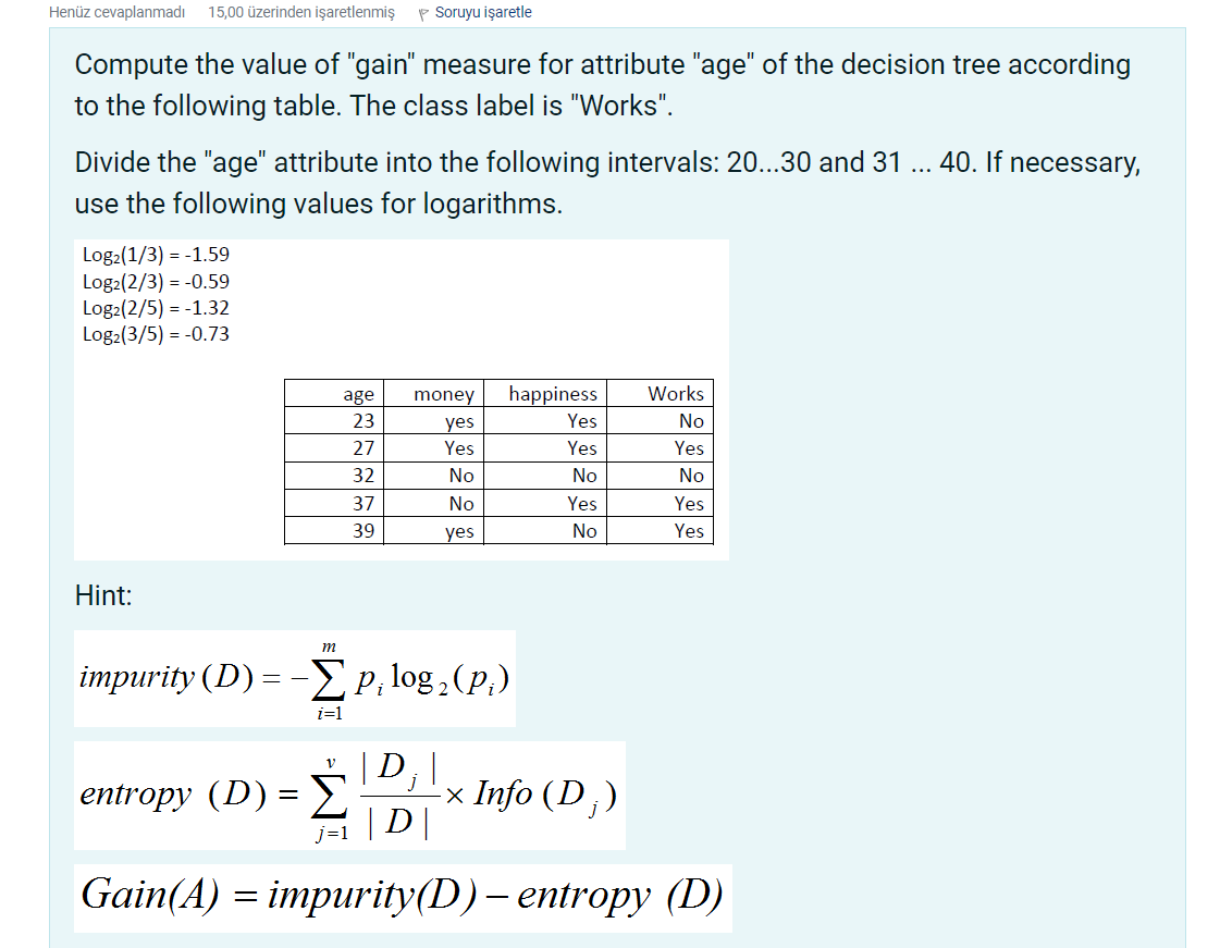 Solved Compute the value of "gain" measure for attribute | Chegg.com