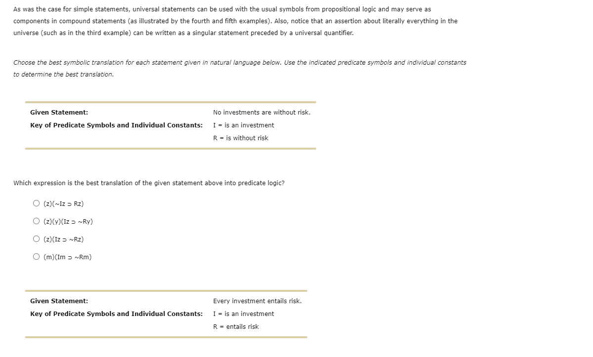 Solved 2 Universal Statements In Predicate Logic In 