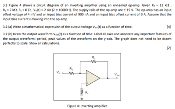 Solved 3.2 Figure 4 shows a circuit diagram of an inverting | Chegg.com