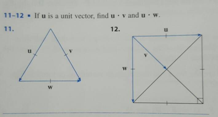 Solved 11-12 If u is a unit vector, find u v and u w 12. | Chegg.com
