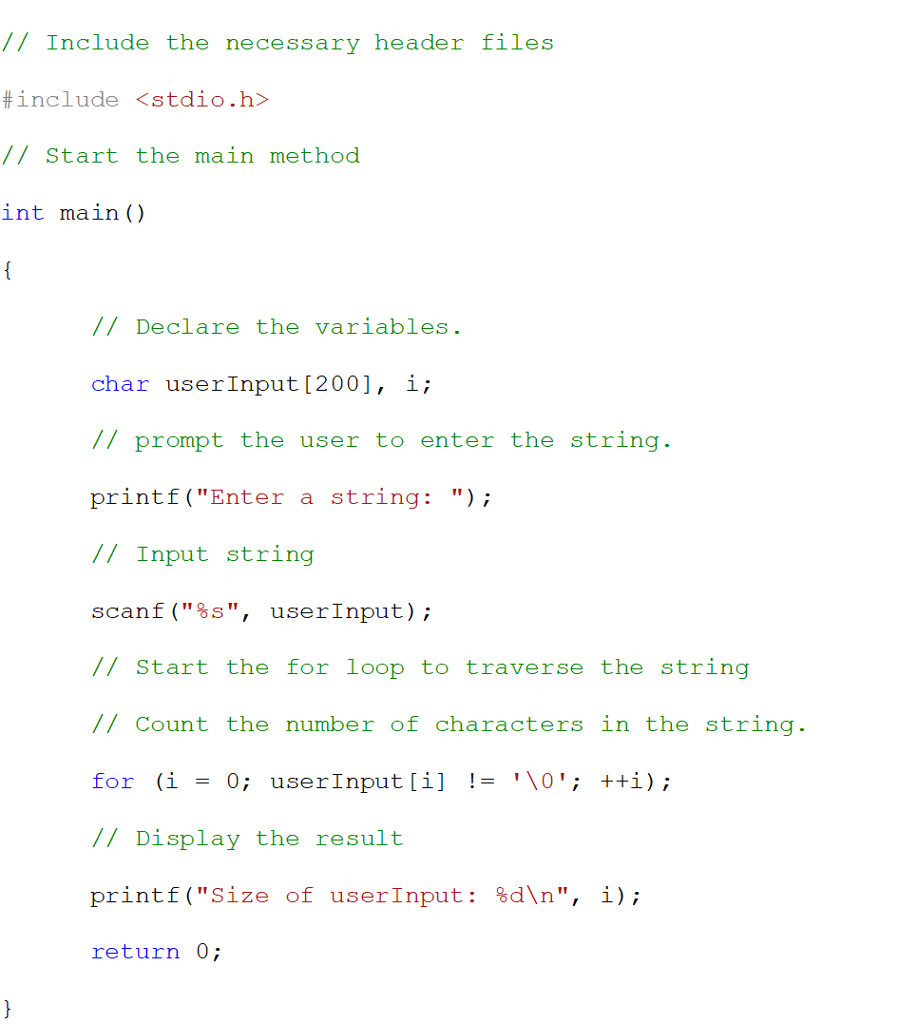 [SOLVED] Question & Answer: Assign the size of userInput to stringSize ...