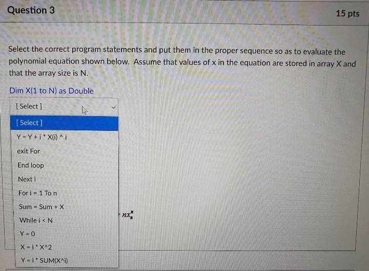 Solved Select the correct program statements and put them in | Chegg.com