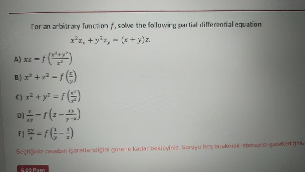 Solved For an arbitrary function f, solve the following | Chegg.com