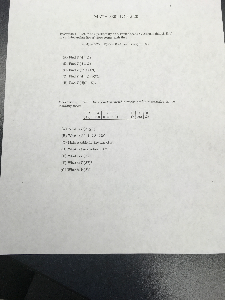 Solved MATH 3301 IC 3.2-20 Exercise 1. Let P be a | Chegg.com