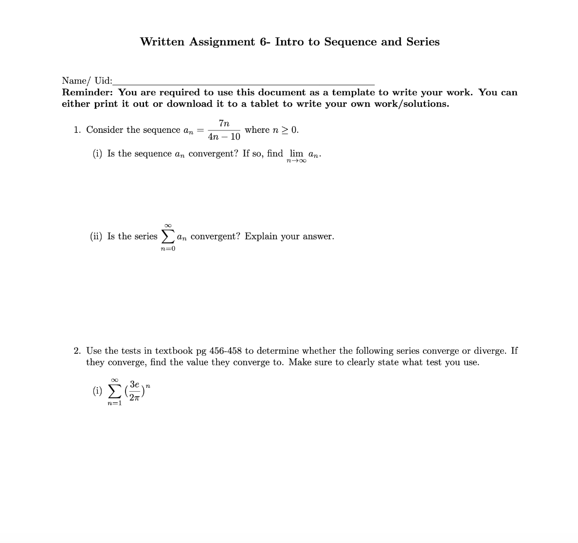 Solved Written Assignment 6- ﻿Intro to ﻿Sequence and | Chegg.com