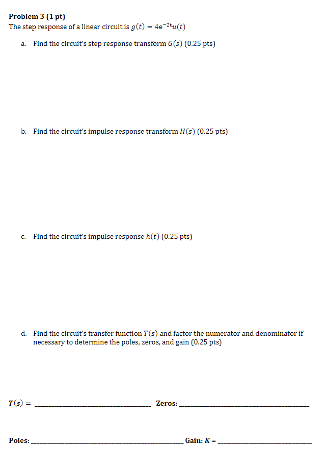 Solved Problem 3 (1 pt) The step response of a linear | Chegg.com