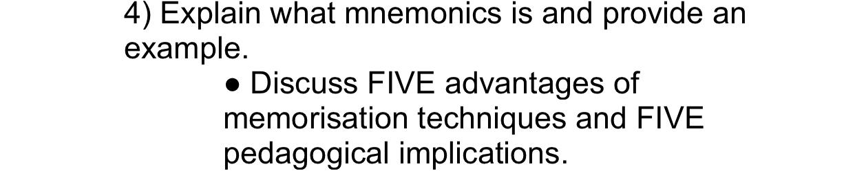 4) Explain what mnemonics is and provide an example. | Chegg.com