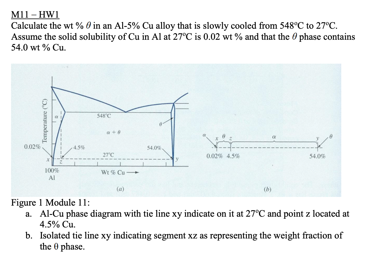 Solved M11-HW1 Calculate the wt %θ in an Al−5%Cu alloy that | Chegg.com
