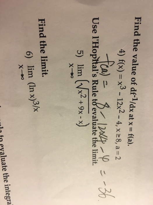 Solved Find the value of df-1/dx at x = f(a). 4) f(x) = | Chegg.com