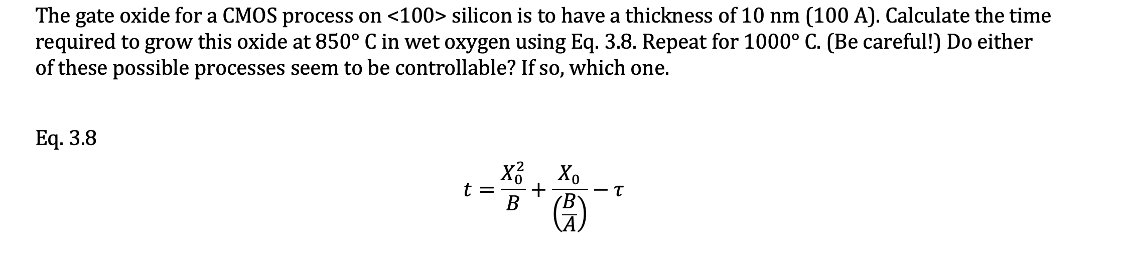 Solved The gate oxide for a CMOS process on silicon is | Chegg.com