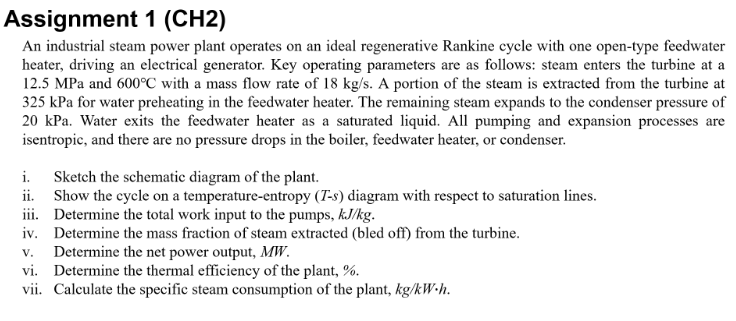 Solved An industrial steam power plant operates on an ideal | Chegg.com