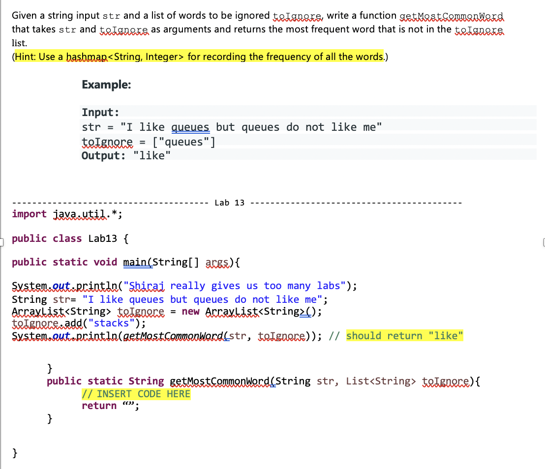 Solved Given a string input str and a list of words to be | Chegg.com