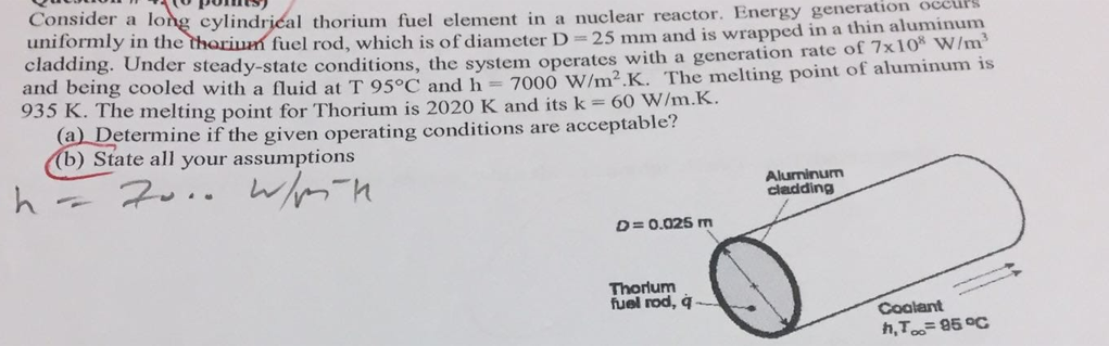 Solved Consider a long cylindrical thorium fuel element in a | Chegg.com