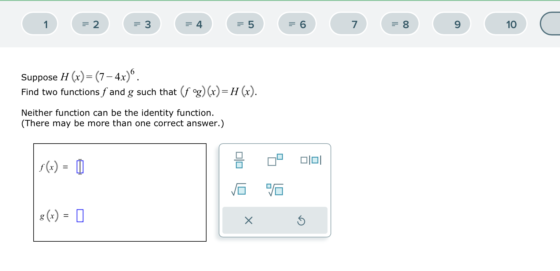 Solved Suppose H X 7−4x 6 Find Two Functions F And G Such