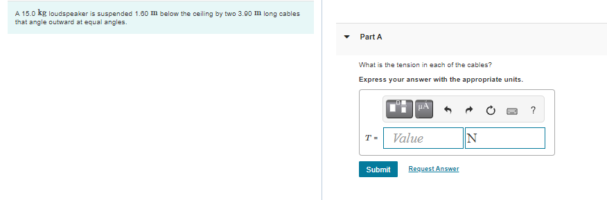 Solved A 15.0 kg loudspeaker is suspended 1.60 m below the | Chegg.com
