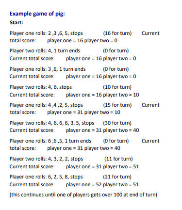 Solved How to Play Pig: Pig is a game that has two players | Chegg.com